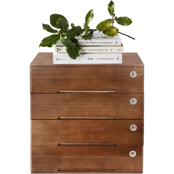 Myst Design Wooden Desk Organizer with Drawers, 4-Tier Countertop ...