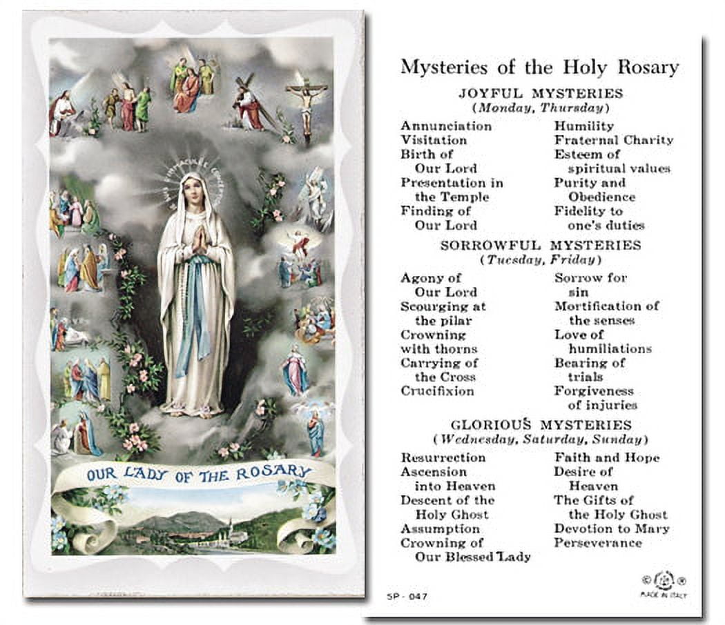 Mysteries of the Rosary Catholic Prayer Holy Card with Prayer on Back ...