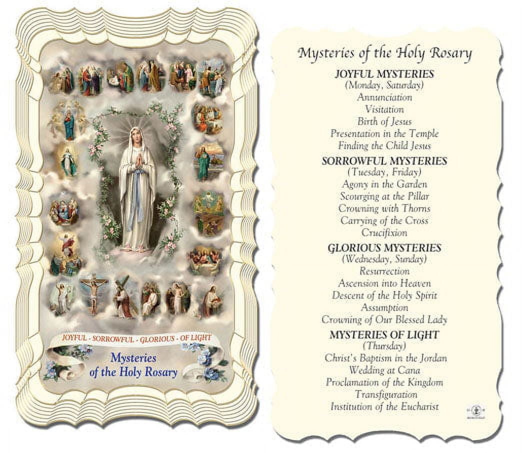 Mysteries of the Rosary Catholic Prayer Holy Card with Prayer on Back ...
