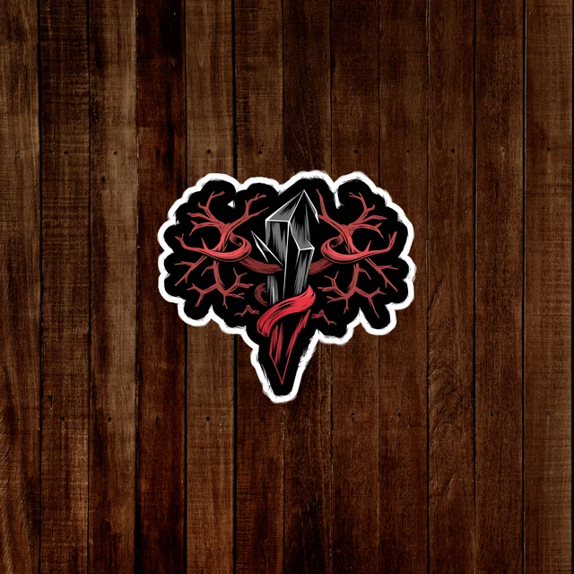 Mysterious Crystal Heart Dark Veiny Red Gothic Vinyl Sticker Decalphone ...