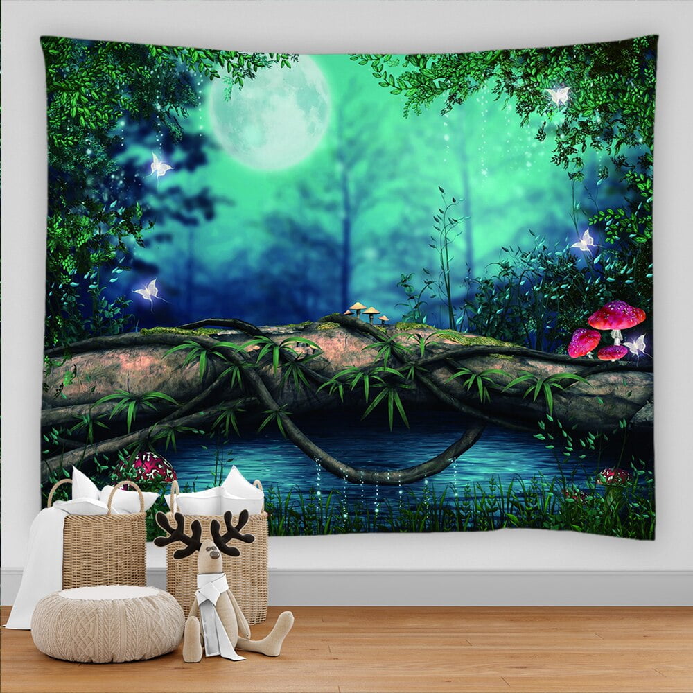 Mysterious Door Of Tree Tapestry Wall Hanging Psychedelic Forest Scenic ...