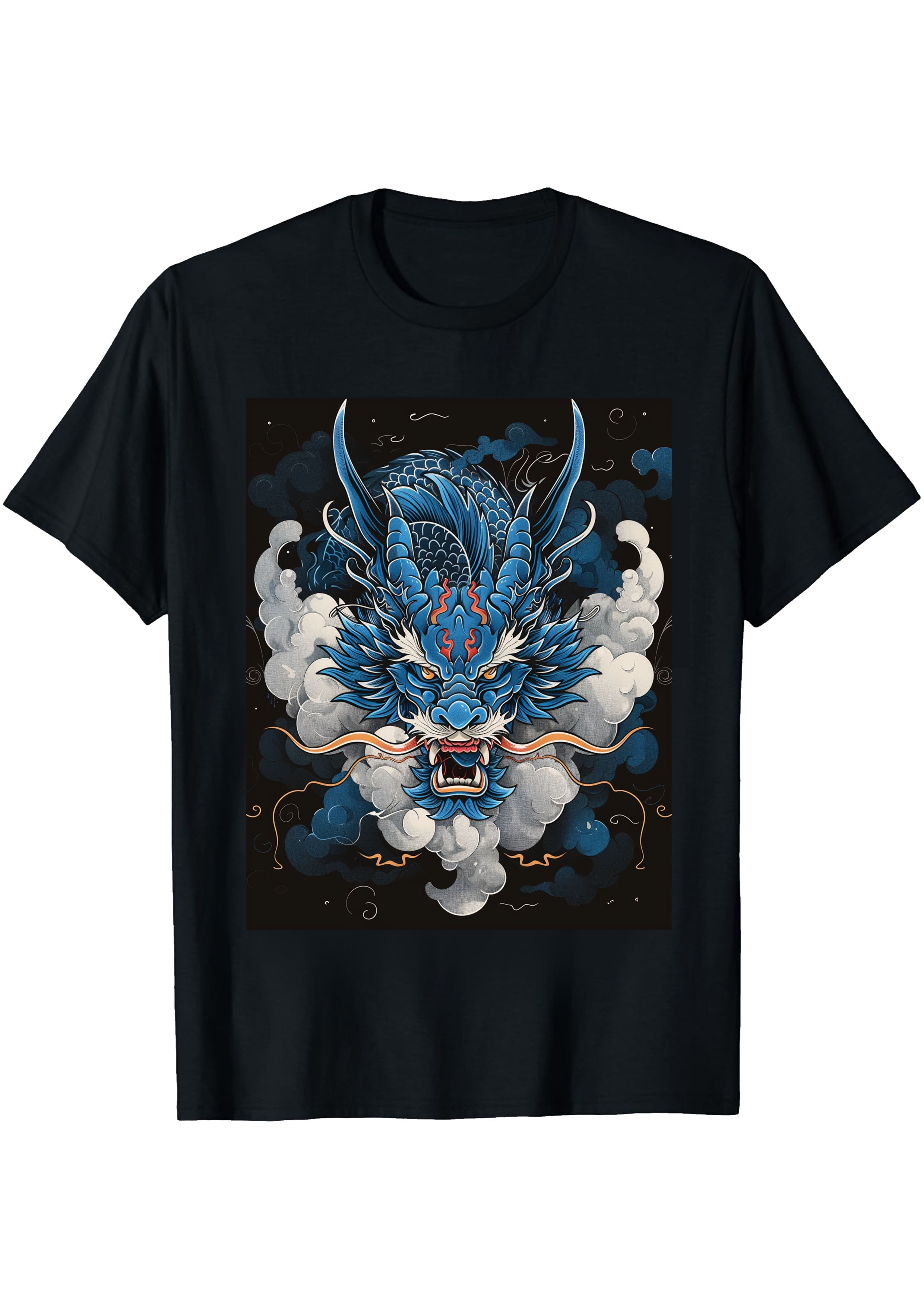Mysterious Dragon Illustrated T-shirt: Staring with red eyes, shrouded ...