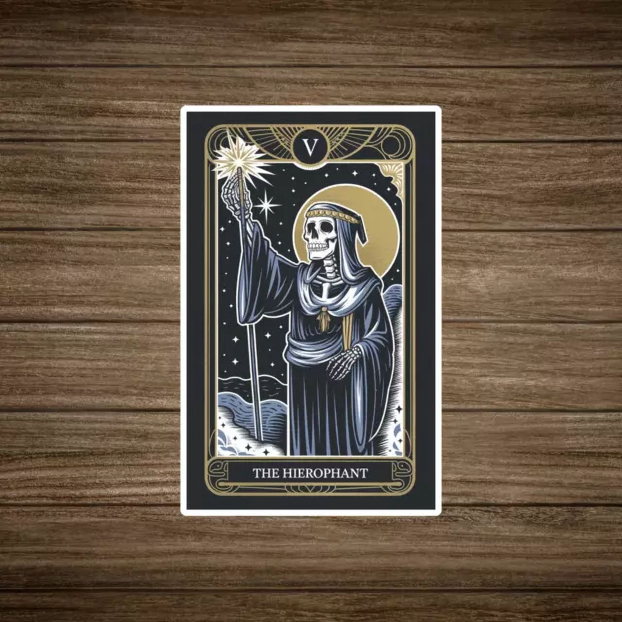 Mysterious Gothic Tarot Card Sticker - The Hierophant Skeleton ...