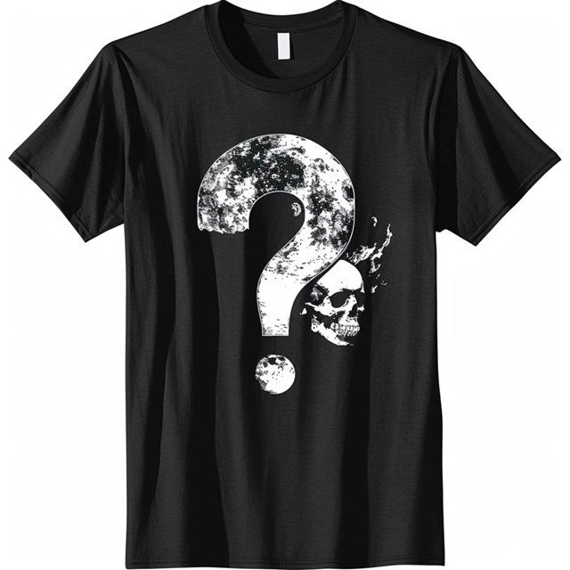 Mysterious Nightfall: & Moon Question Mark Graphic Tee Detailed High ...
