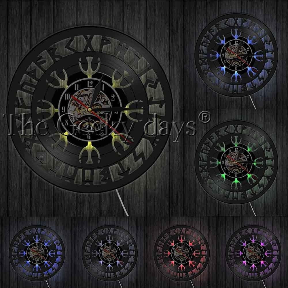 Mysterious Norse Magick Viking Compass Wall Clock Norse Talisman ...