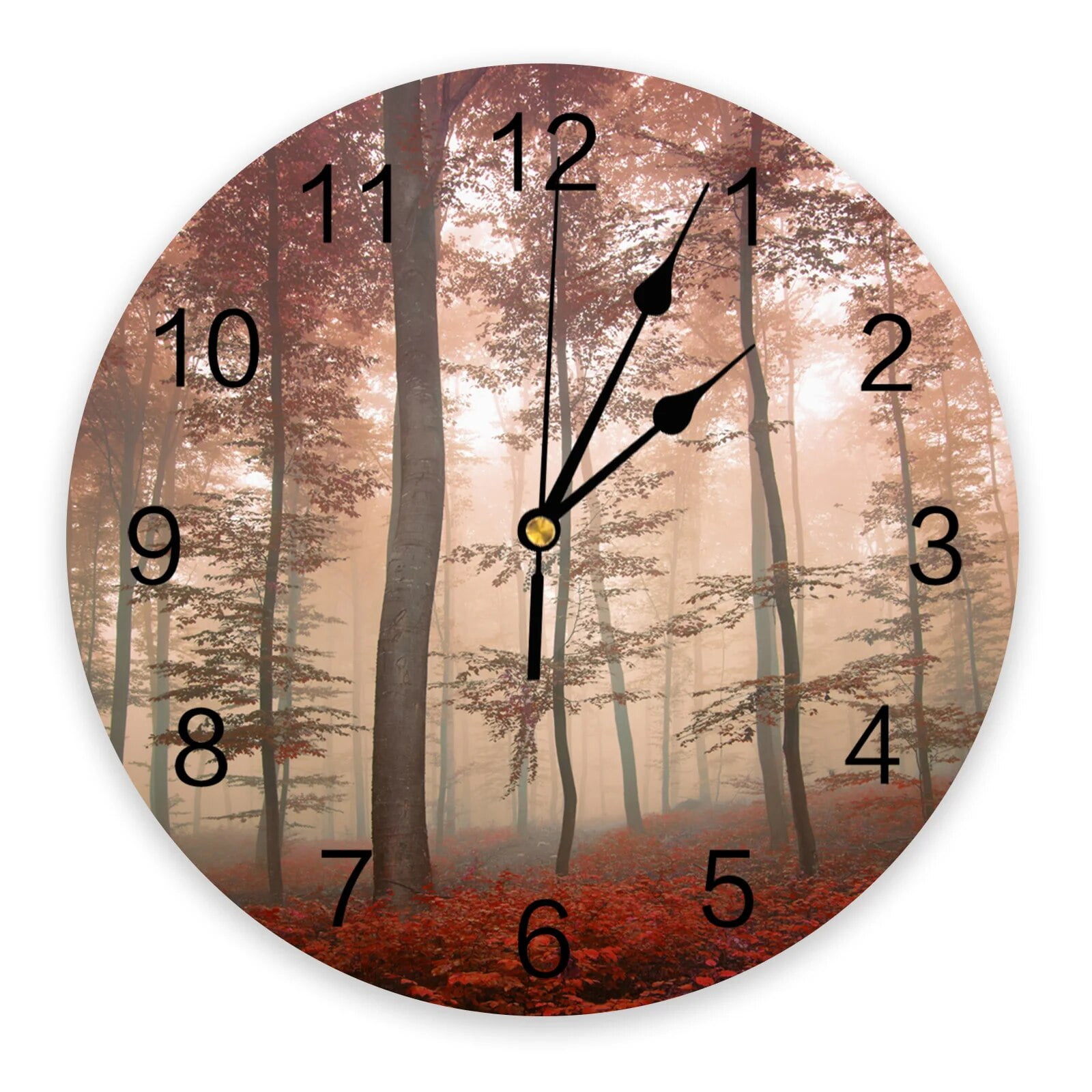 Mysterious Red Forest Wall Clock Large Modern Kitchen Dinning Round ...