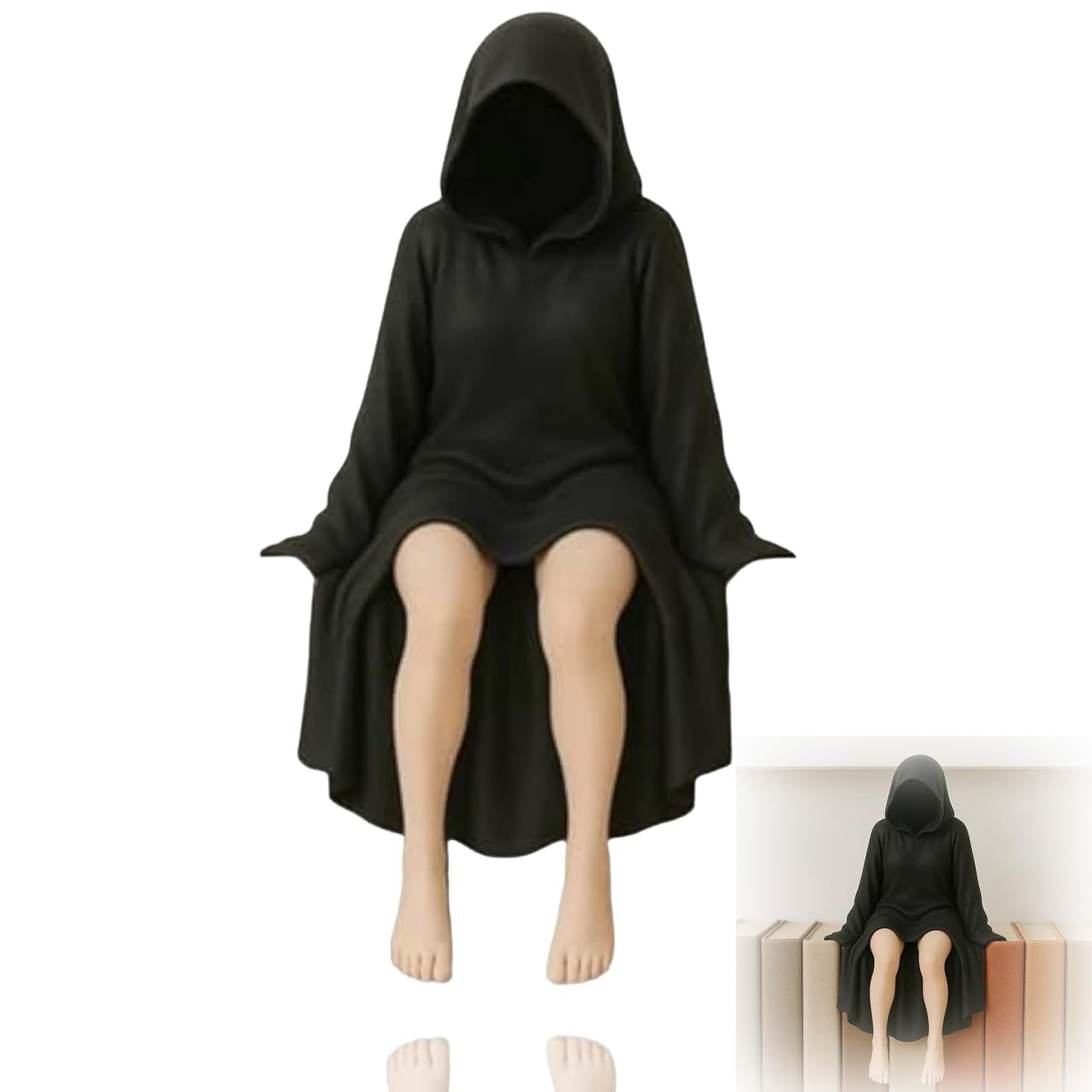 Mysterious Statue,3D Spooky Sitting Statue,Funny Death Black Robe Queen ...