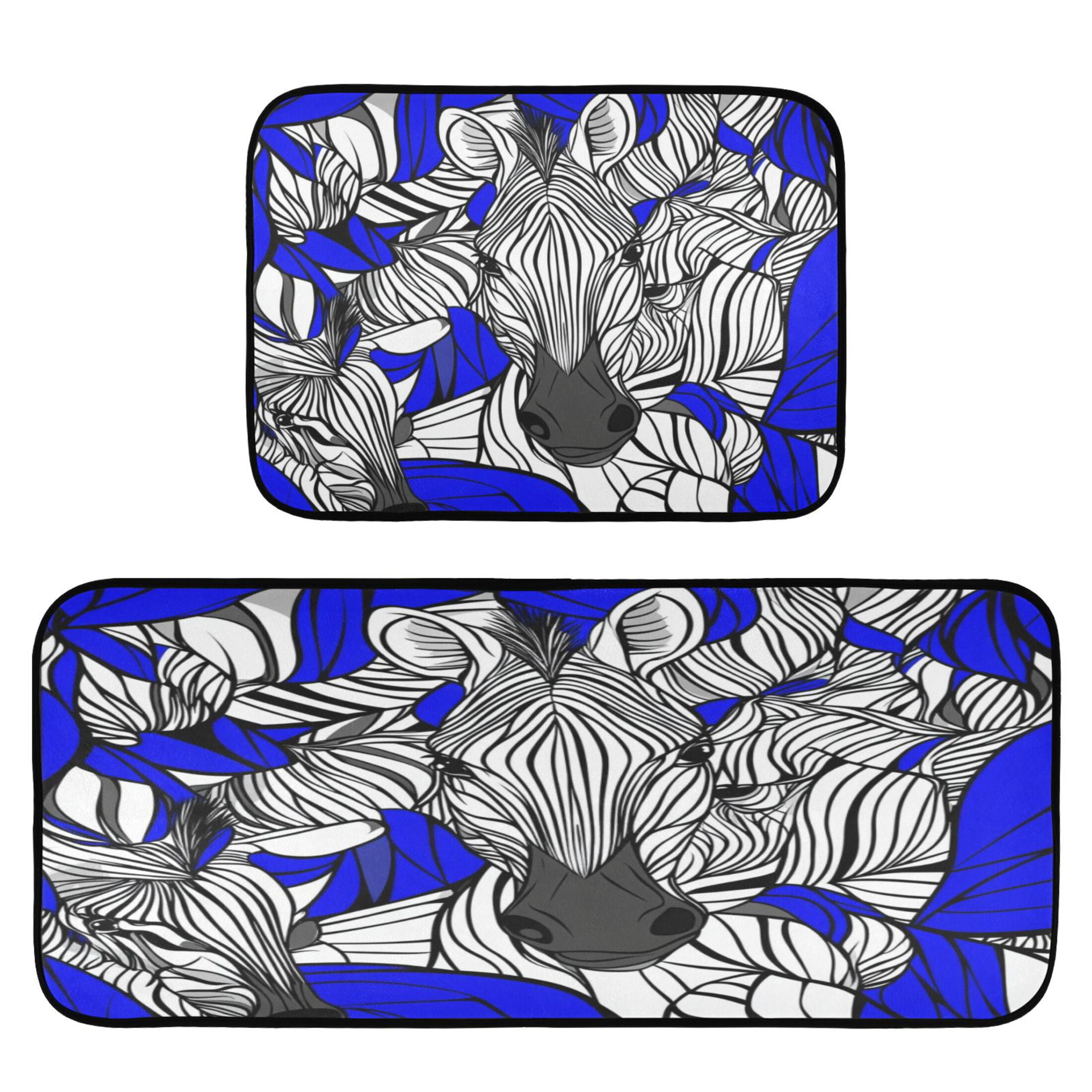 Mysterious Zebra Pattern Design 2-Piece Kitchen Carpet Mat Set, Non ...