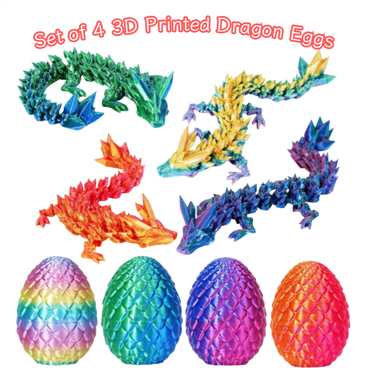 Mystery 3D Printed Dragon Egg, Articulated Crystal Dragon Eggs with ...