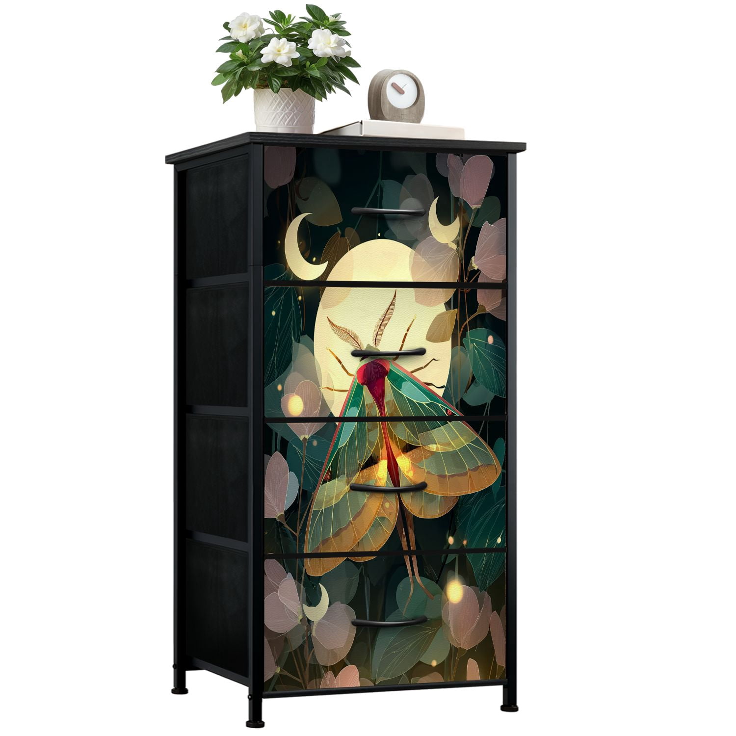 Mystery Dresser for Bedroom with 4 Storage Drawers Iridescent Moth ...