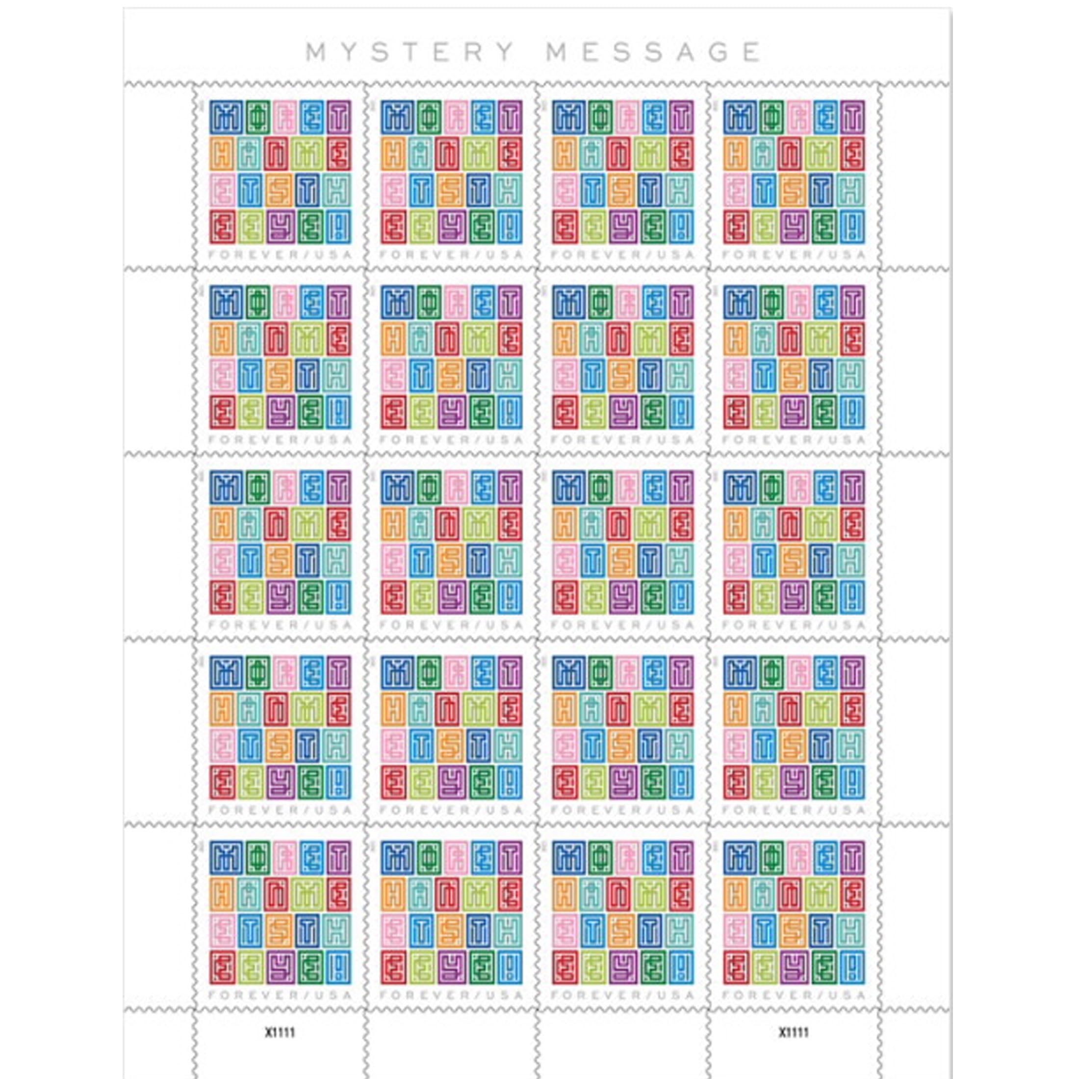 Mystery Message USPS Forever Postage Stamp 1 Sheet of 20 US First Class ...