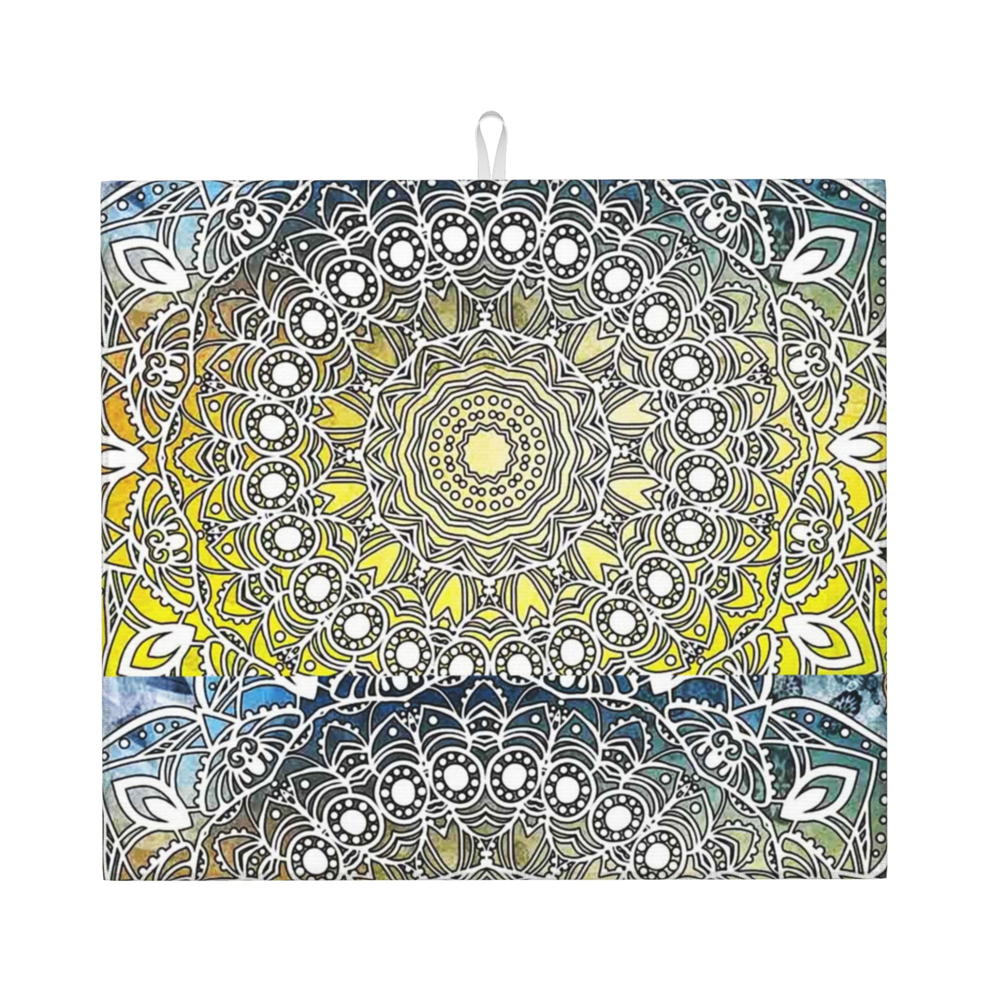 Mystic Asian Mandala Zen Culture Microfiber Kitchen Counter Mat,Dish ...