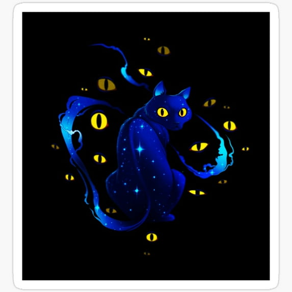 Mystic Cat Sticker Phone Decal Water Bottle Stickers Car Decals, Laptop ...