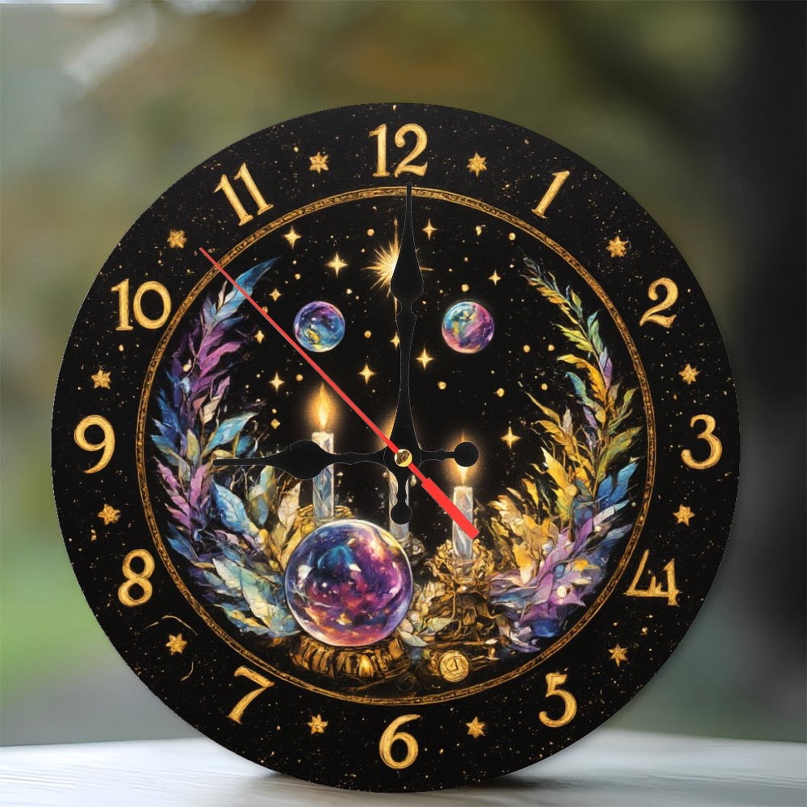 Mystic Celestial Clock Candles Starry Art Wall Decor 10-Inch Silent ...