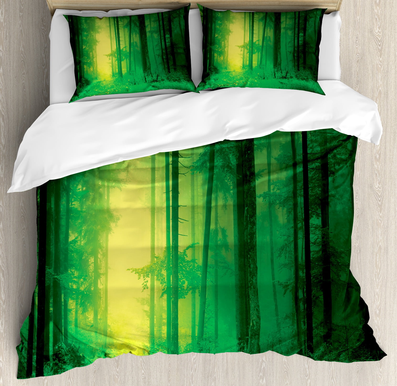 Mystic Duvet Cover Set, Fantasy Warm Season Springtime Forest Tall ...