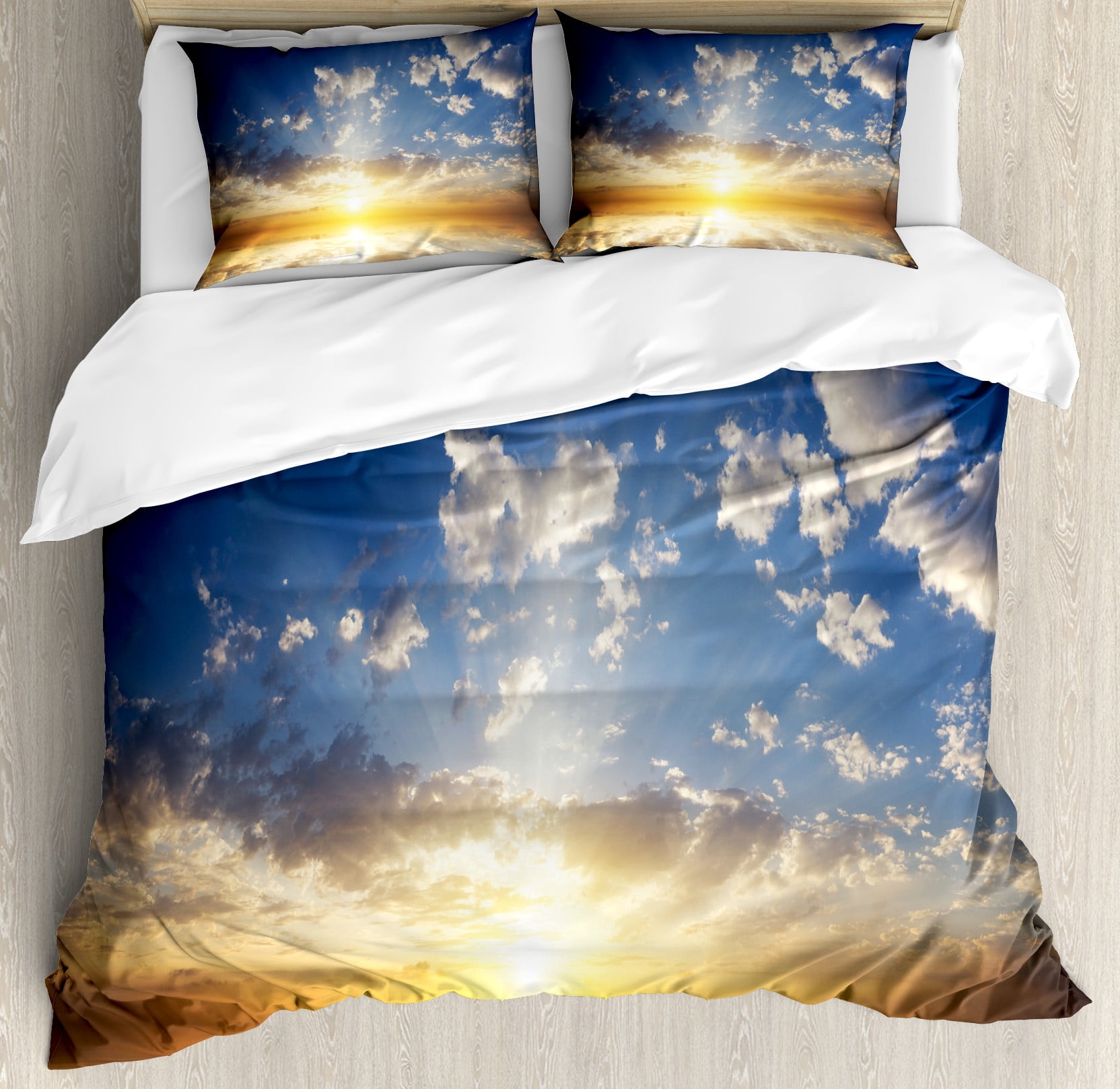 Mystic Duvet Cover Set, Sunset Reflection on the Sea View Sun Rays ...