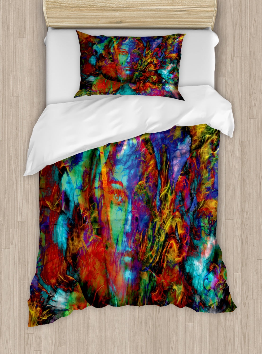 Mystic Duvet Cover Set Twin Size, Mysterious Woman Face with ...
