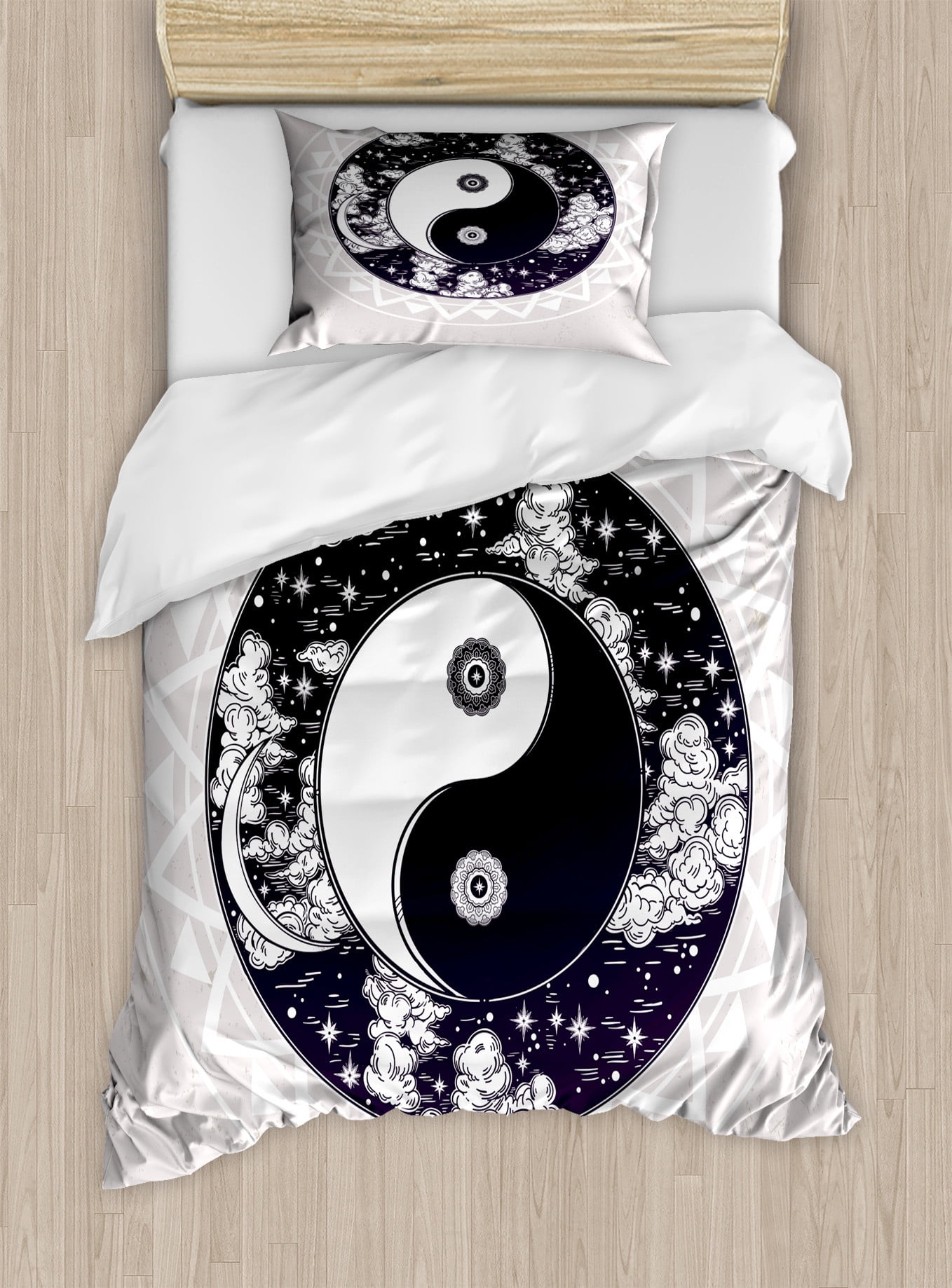 Mystic Duvet Cover Set, Yin-Yang with Round Pattern Represents the ...