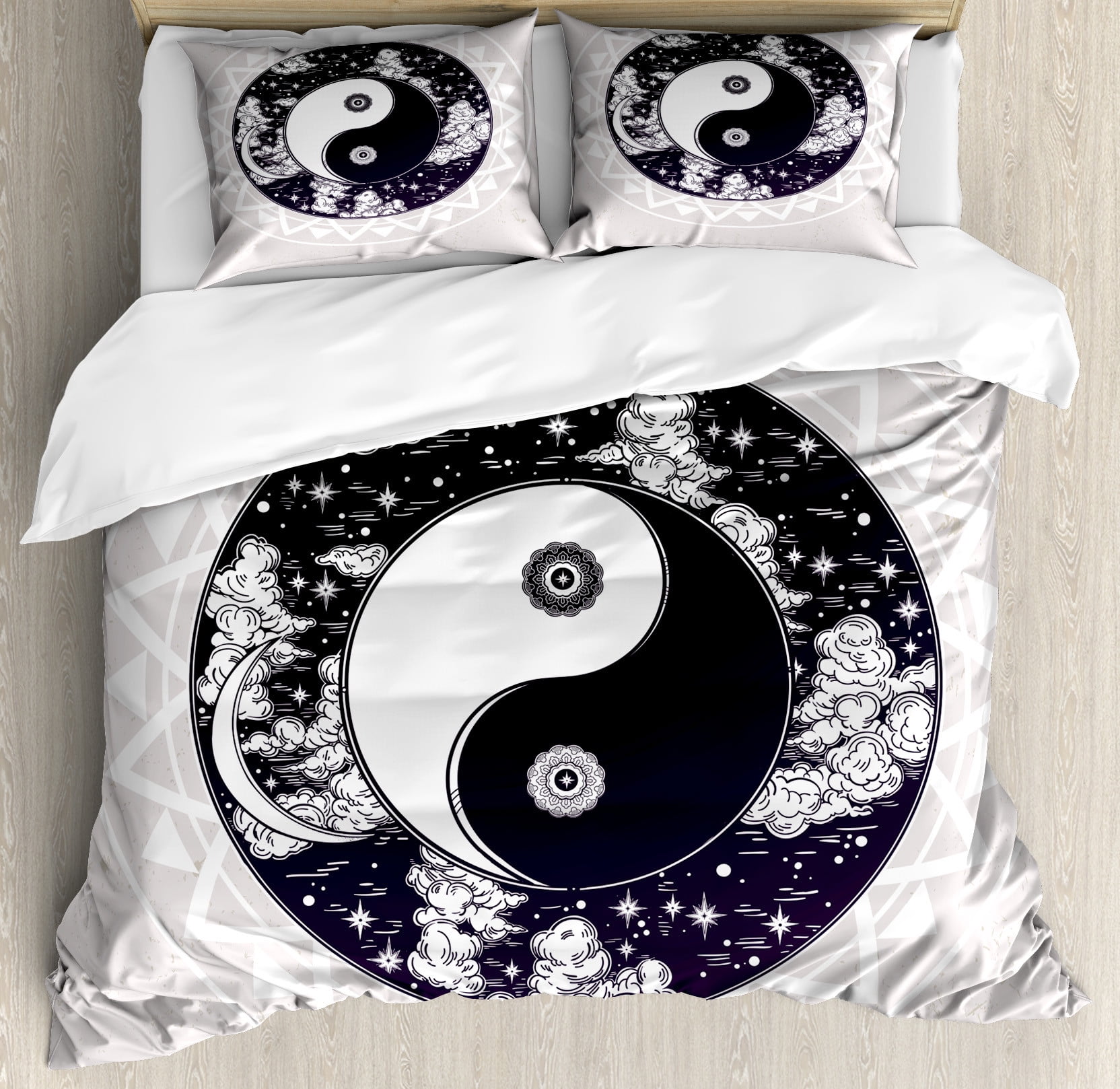 Mystic Duvet Cover Set, Yin-Yang with Round Pattern Represents the ...