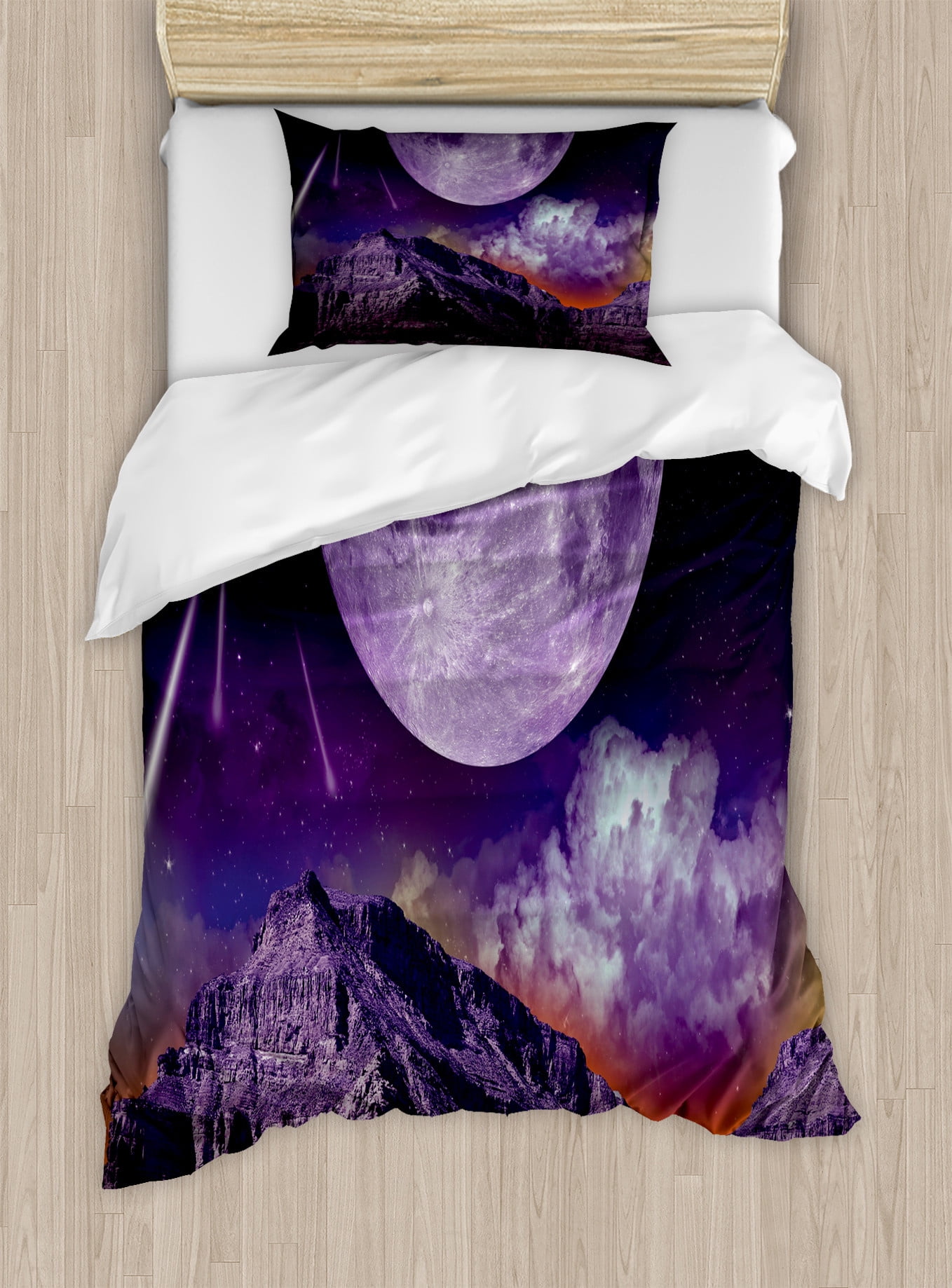 Mystic Duvet Cover Sets, Fantasy Dark Night in Earth Cosmos Galaxy ...