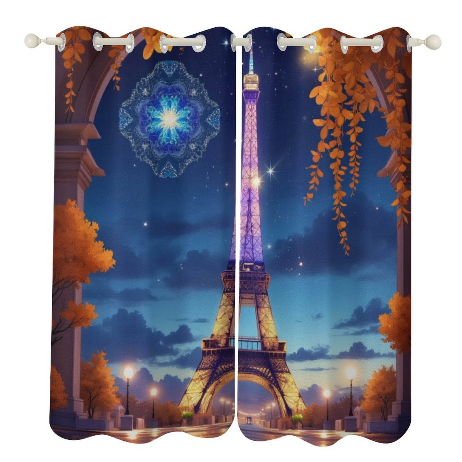 Mystic Eiffel Tower Night 2 Panels 3D Printing Pattern Curtain for ...