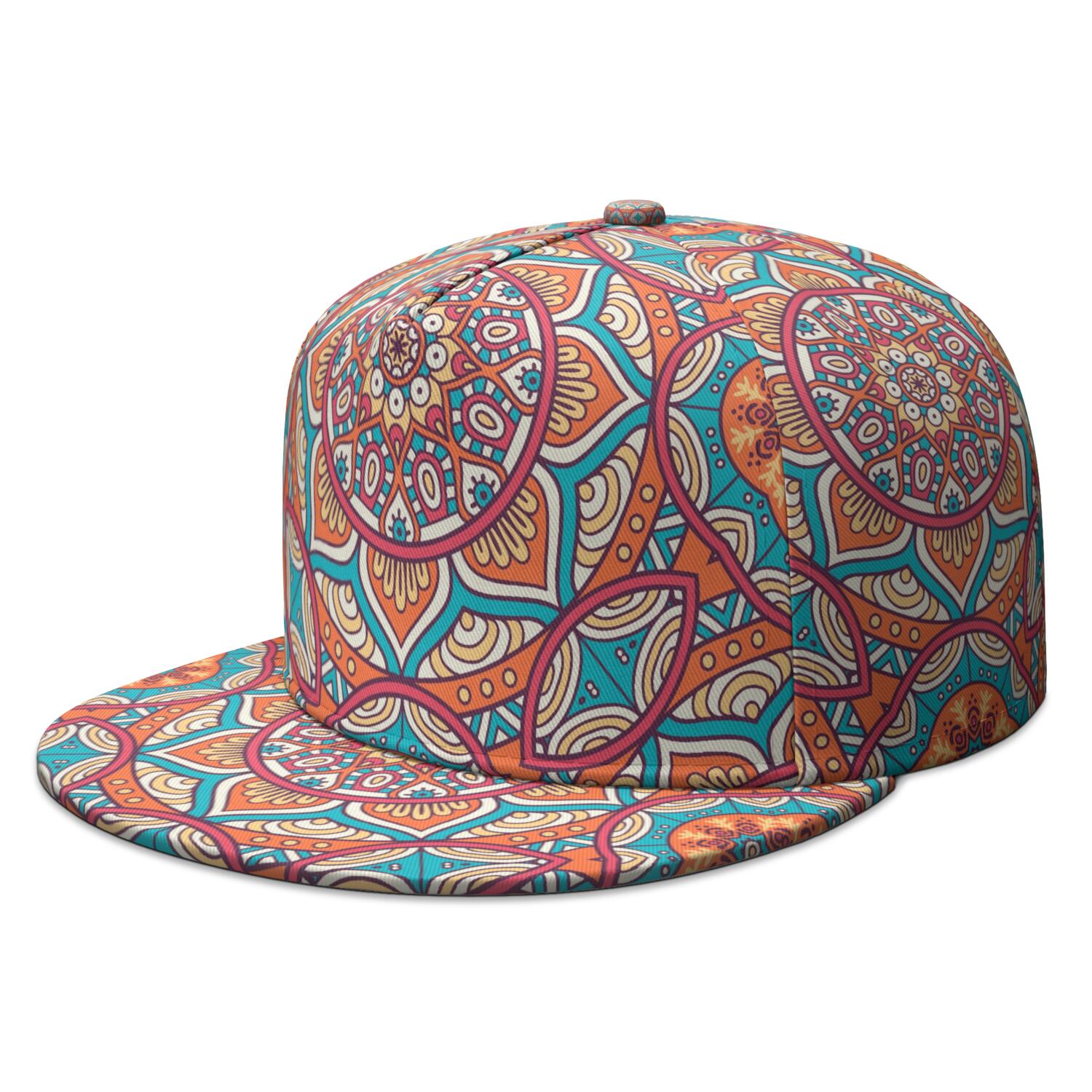 Mystic Ethnic Mandala Flat Visor Hat - Unisex Urban Style Cap with Boho ...