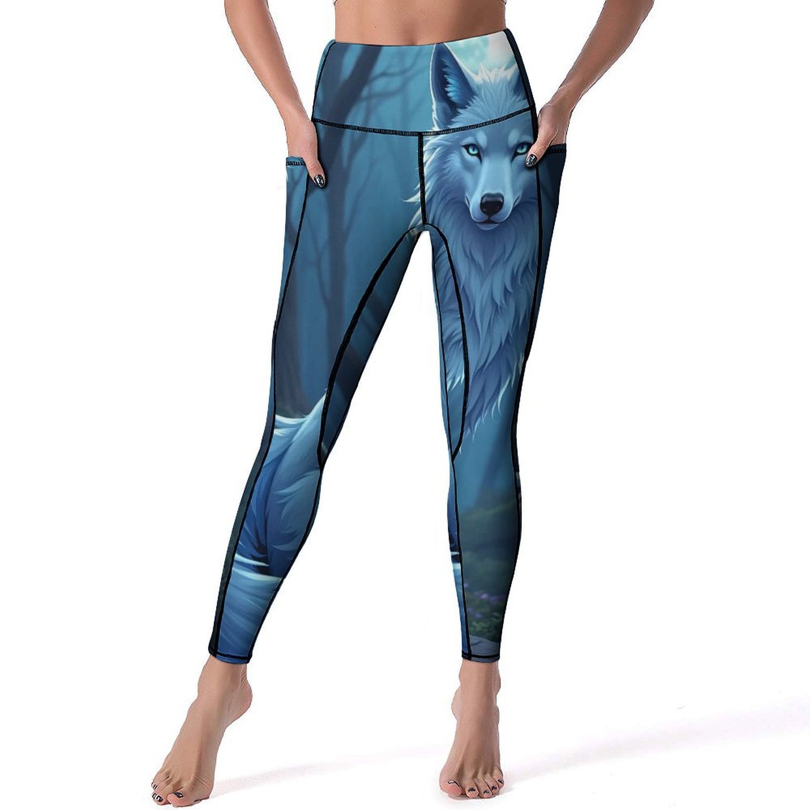 Mystic Forest White Wolf Pants Leggings for Fitness Fitness Woman ...