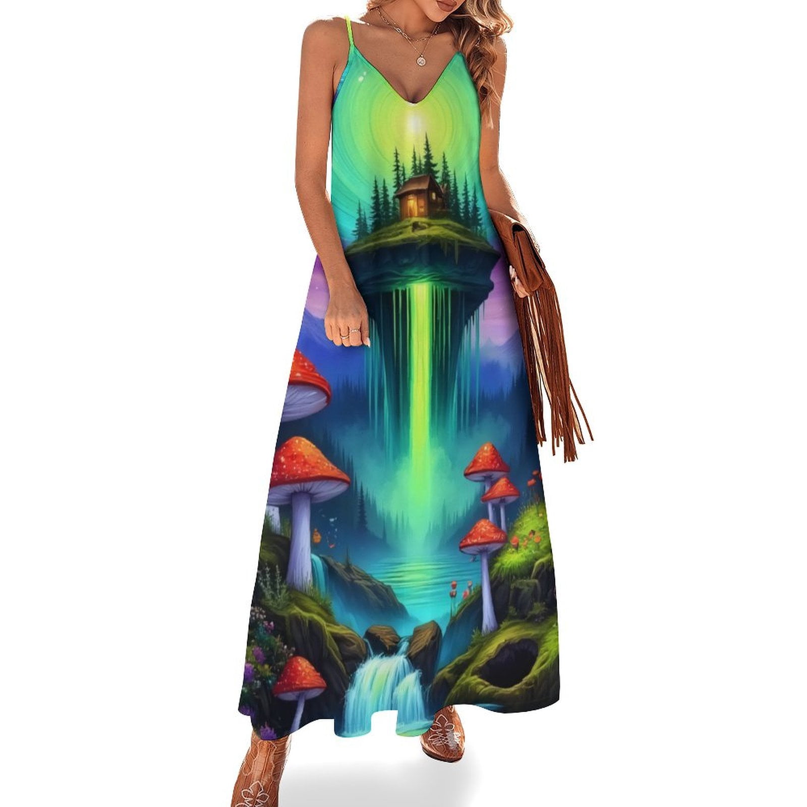 Mystic Forest with Floating Island Fine Art Sleeveless Dress Summer ...