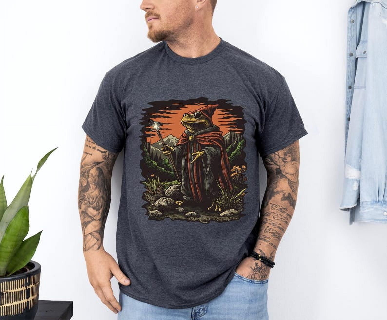 Mystic Frog Wizard T-Shirt, Enchanted Sorcerer Frog Tee, Witchcore ...