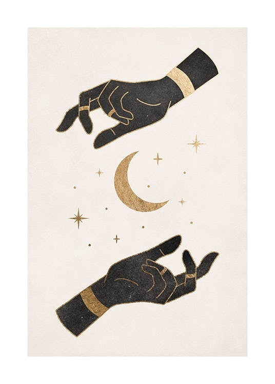 Mystic Hands Print Wall Art, Modern Wall Decor For Living Room Bedroom ...