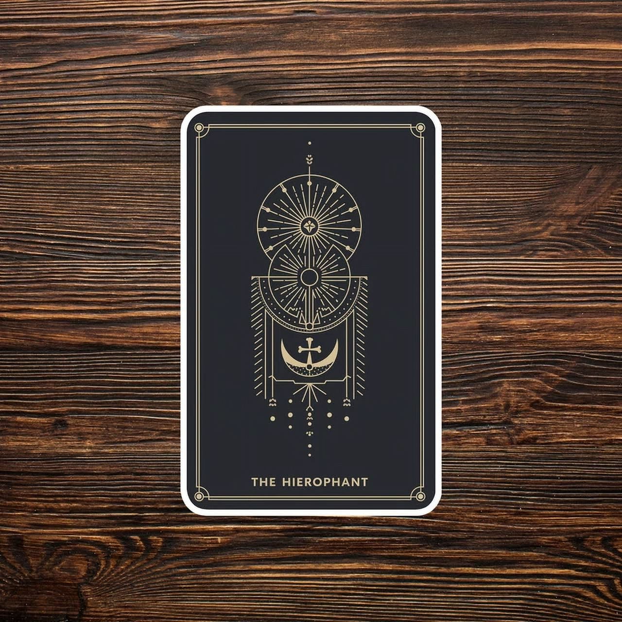 Mystic Hierophant Tarot Card Sticker - Golden Geometric Design For ...