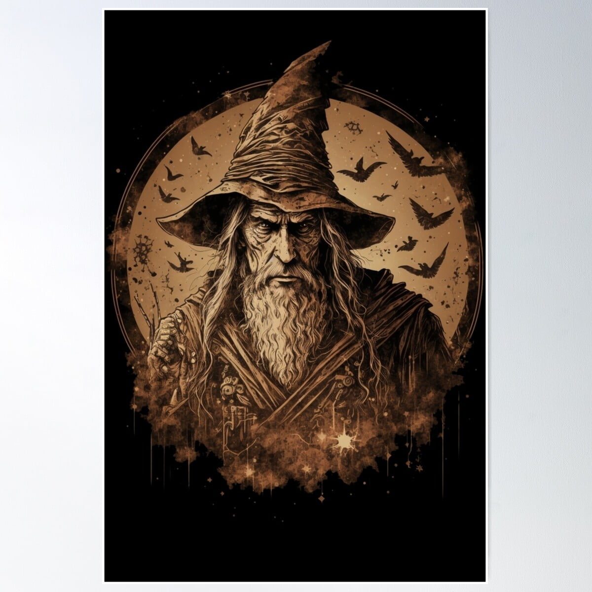 Mystic Magical Merlin , The Wizard Poster Wall Art, Modern Wall Decor ...