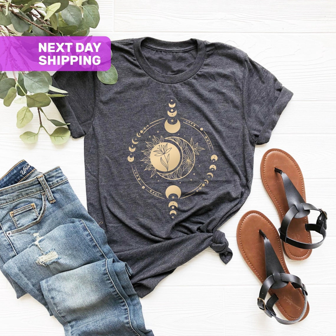 Mystic Moon And Sun Shirt, Celestial Moon Shirt, Boho Moon Shirt, Moon ...