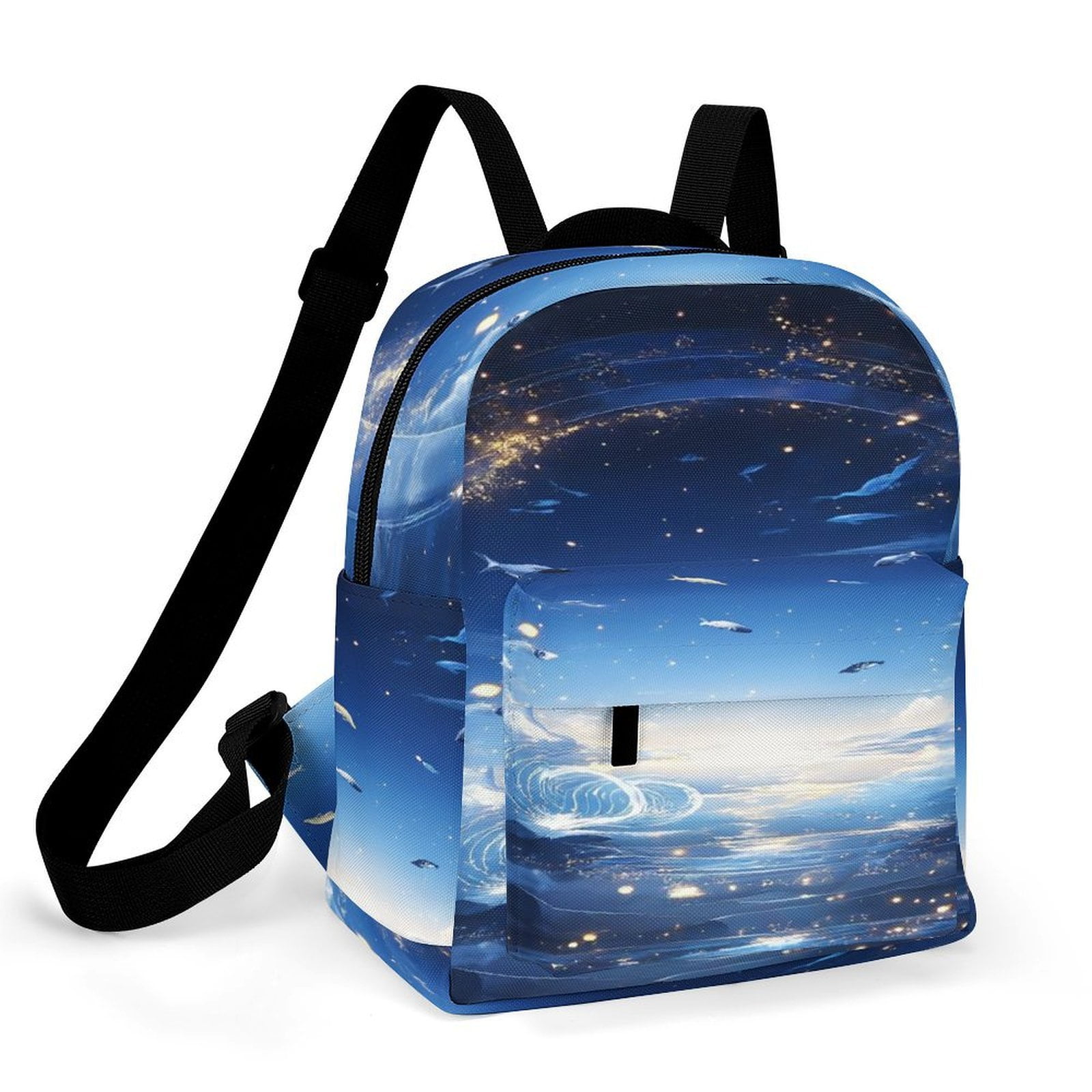 Mystic Night Sky With Fish And Stars Small Backpack Cute Mini Backpacks ...