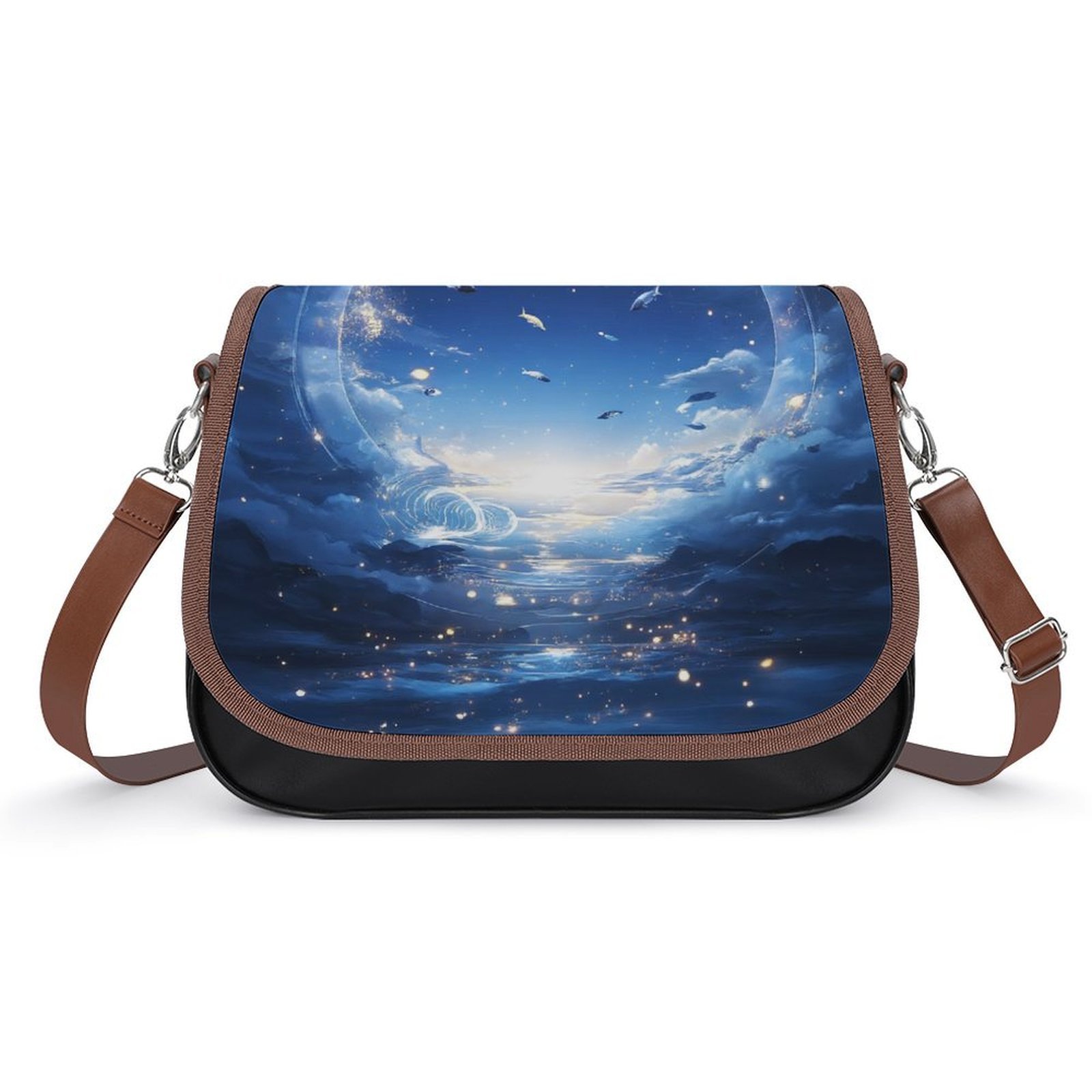 Mystic Night Sky With Fish And Stars Vintage Crossbody Bag For Women ...