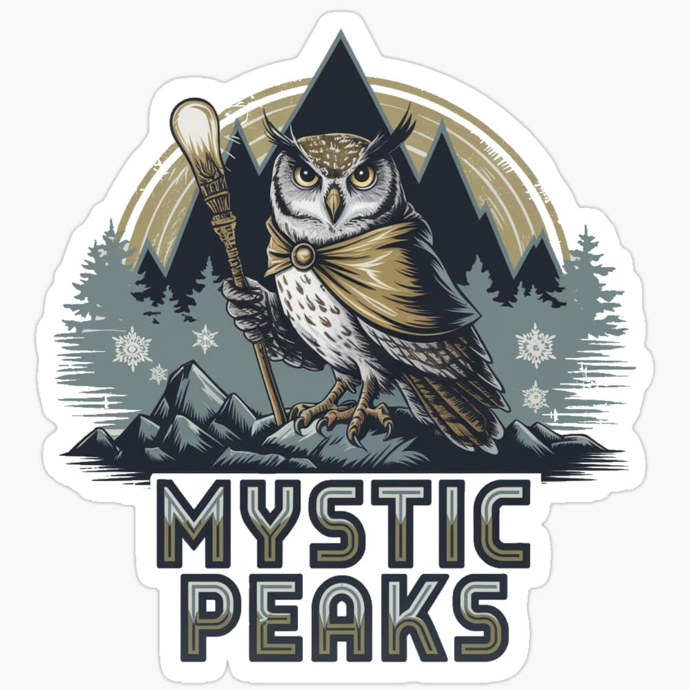 Mystic Peaks Enchanted Owl In The Mountains Stickerphone Decal Water Bottle Stickers, Vinyl ...