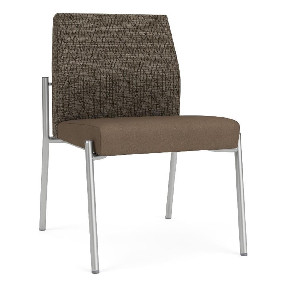 Mystic Reception Waiting Armless Guest Chair / Silver Steel / Brown ...