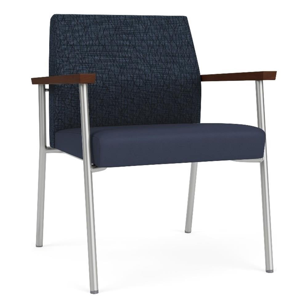 Mystic Reception Waiting Oversize Guest Chair / Silver Steel / Blue ...