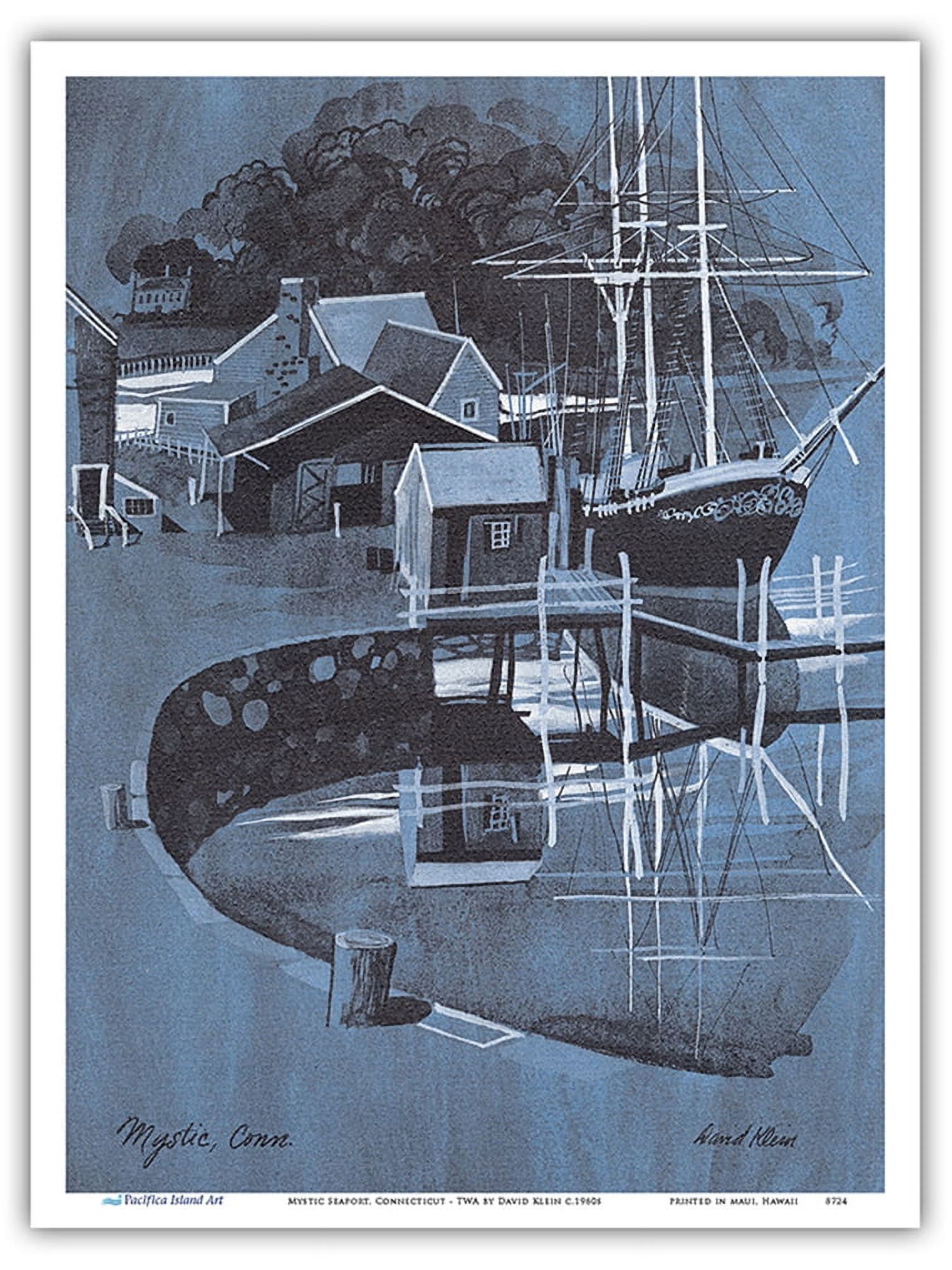 Mystic Seaport Connecticut - Vintage Travel Poster by David Klein c ...