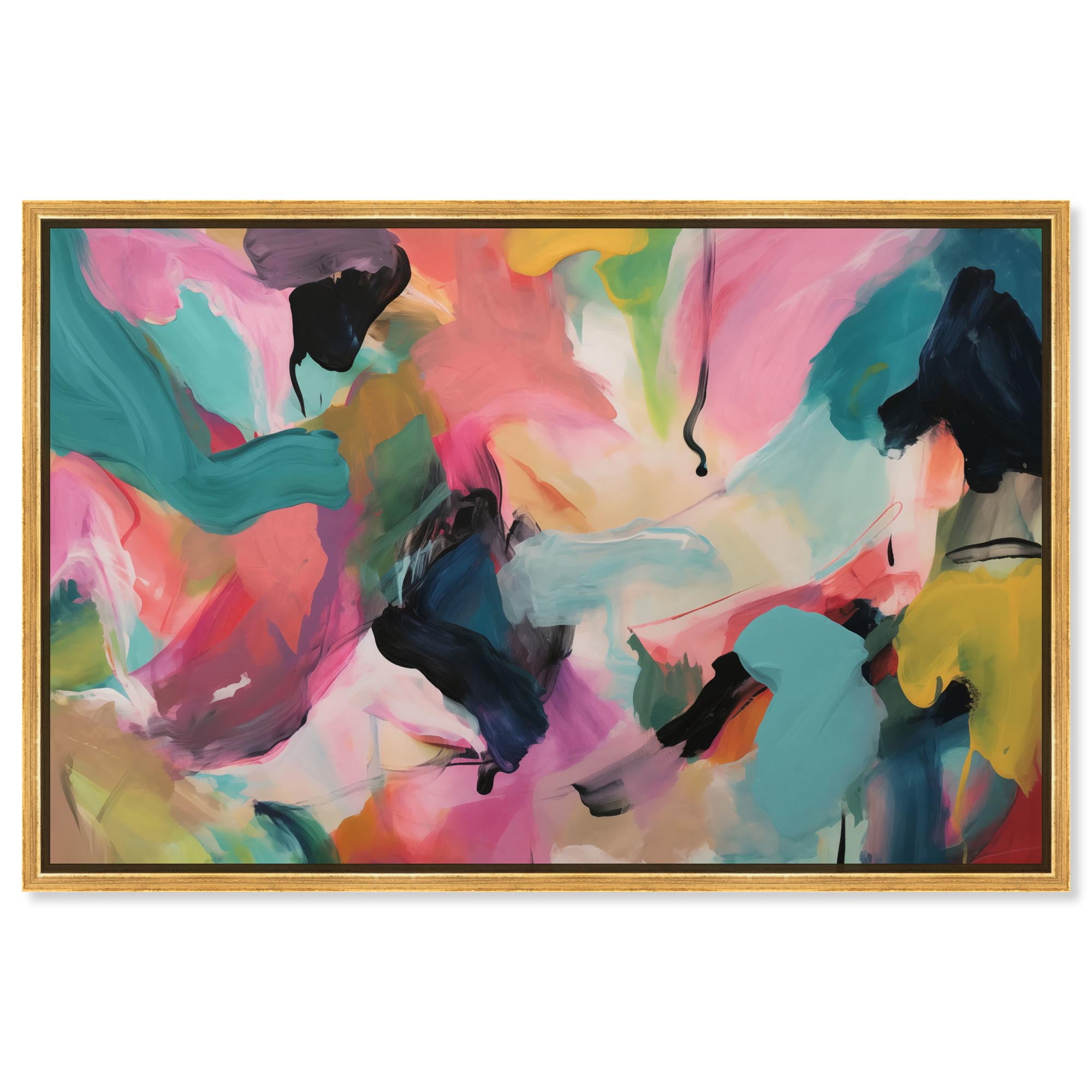 Mystic Silk Flow Canvas Maximalist Abstract by Art Remedy, Gold Frame ...