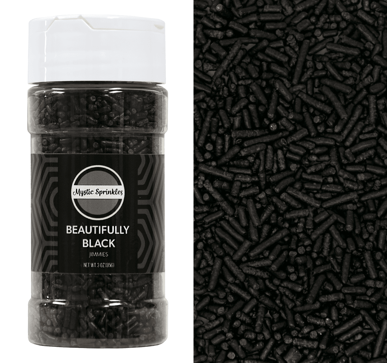 Mystic Sprinkles Beautifully Black Jimmies Sprinkles 3 Ounce Bottle ...