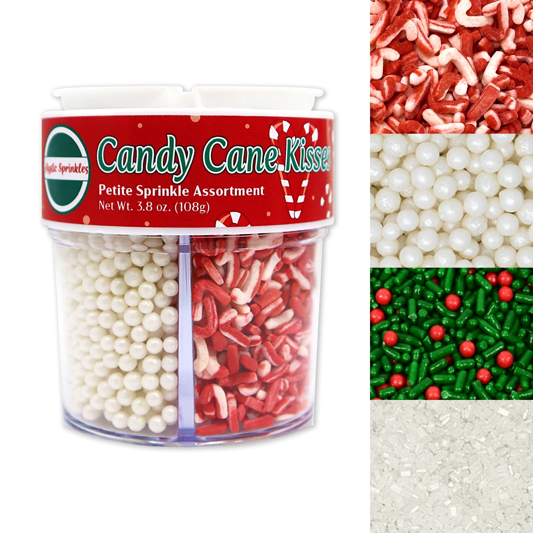 Mystic Sprinkles Candy Cane Kisses Petite Sprinkle Assortment 3.8oz ...