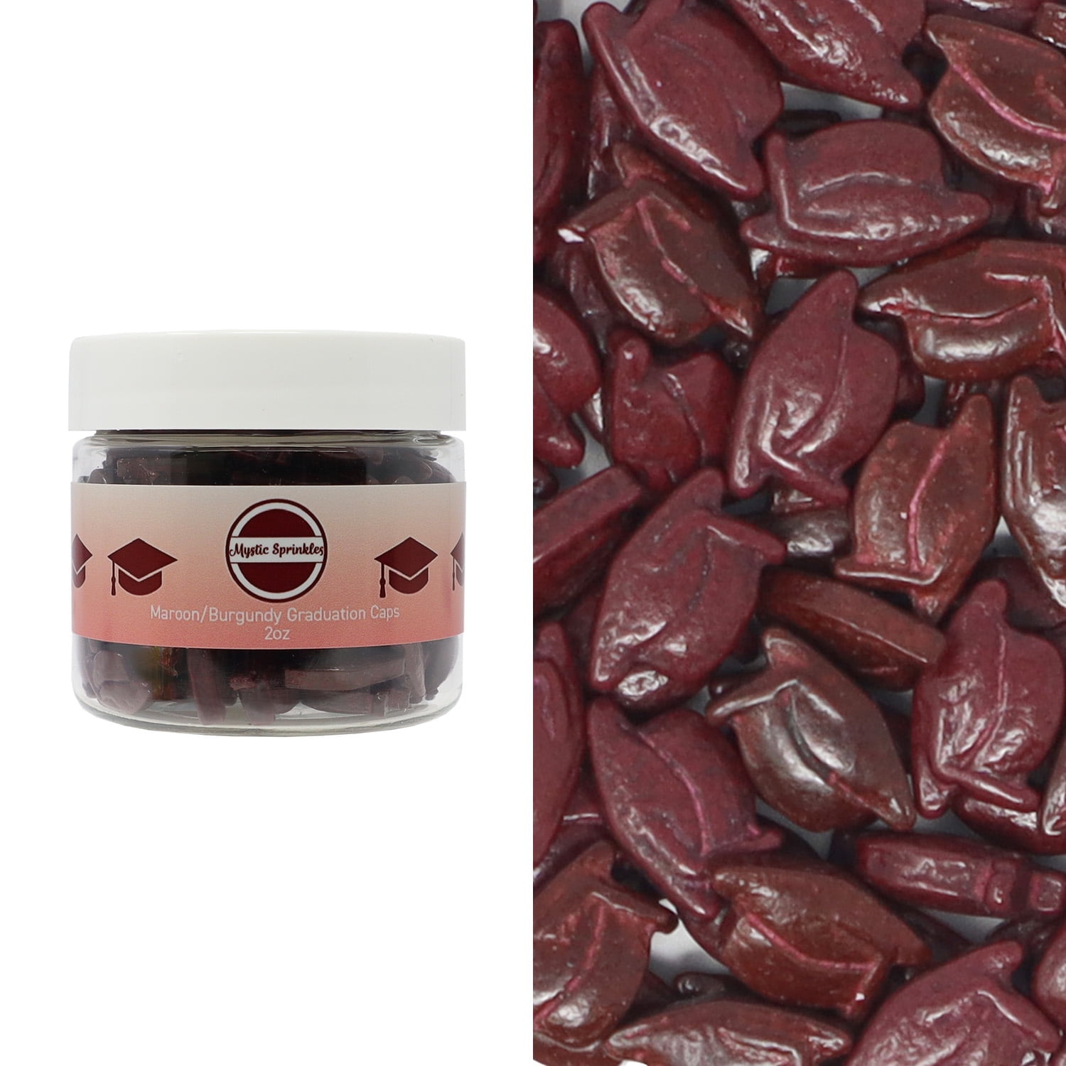 Mystic Sprinkles Candy Shapes Graduation Caps 2oz - Maroon/Burgundy ...