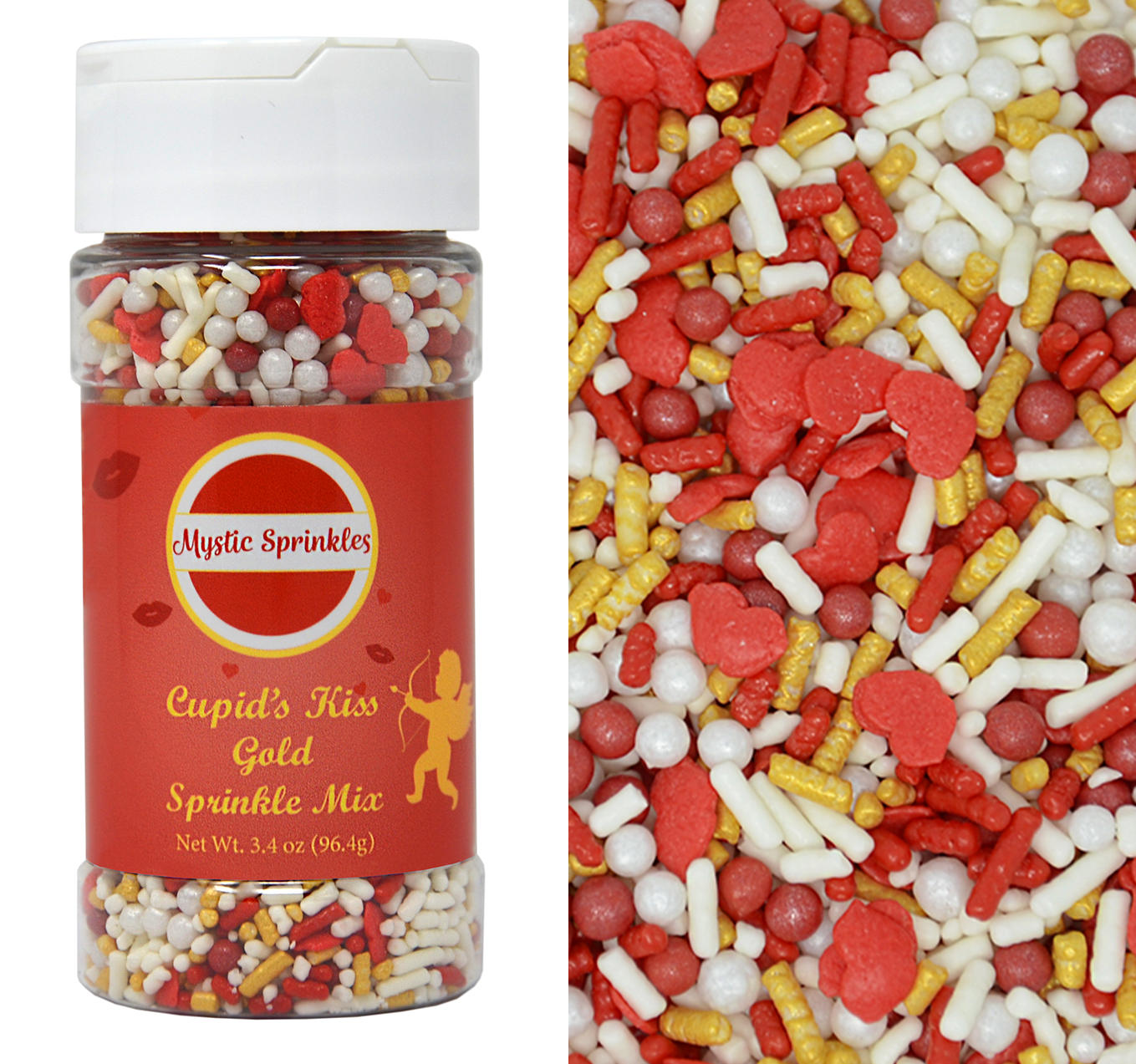 Mystic Sprinkles Cupid's Kiss Gold Sprinkle Mix 3.3 Ounce Bottle ...
