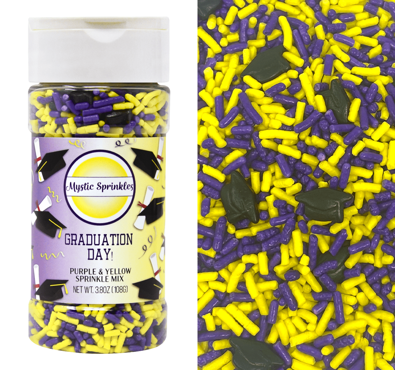 Mystic Sprinkles Graduation Day! Purple & Yellow Sprinkle Mix 3.8 oz ...