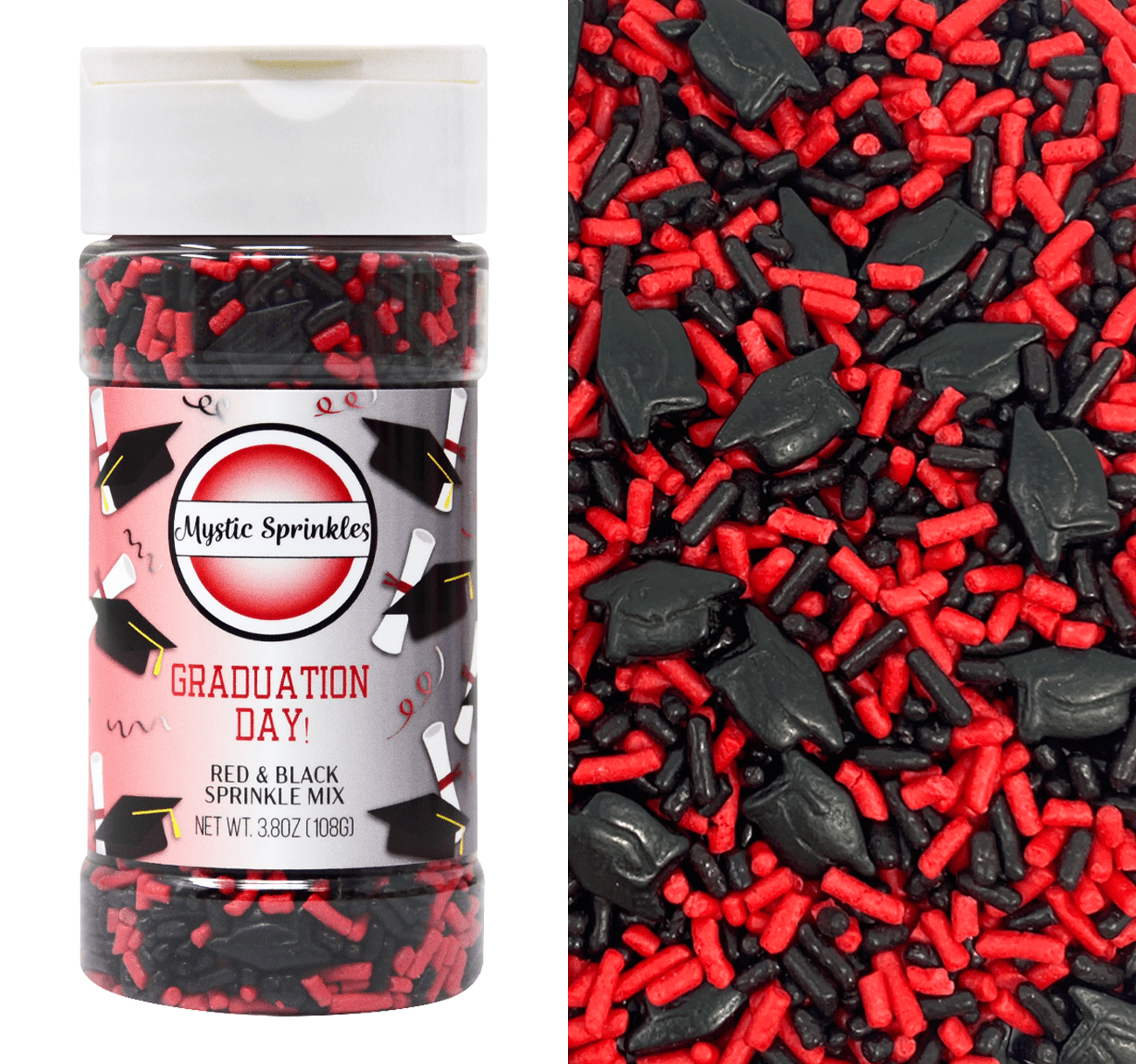 Mystic Sprinkles Graduation Day! Red & Black Sprinkle Mix 3.8 oz ...