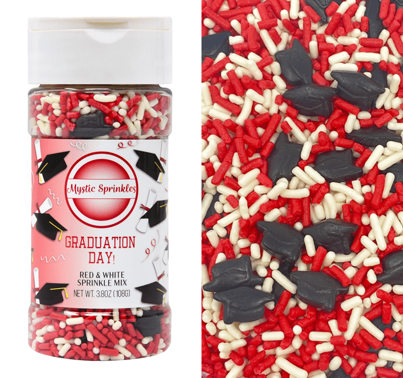 Mystic Sprinkles Graduation Day! Red & White Sprinkle Mix 3.8 oz ...