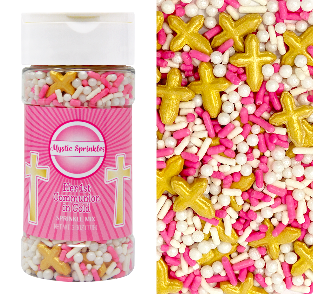 Mystic Sprinkles Her 1st Communion in Gold Sprinkle Mix 3.9oz - Walmart.com