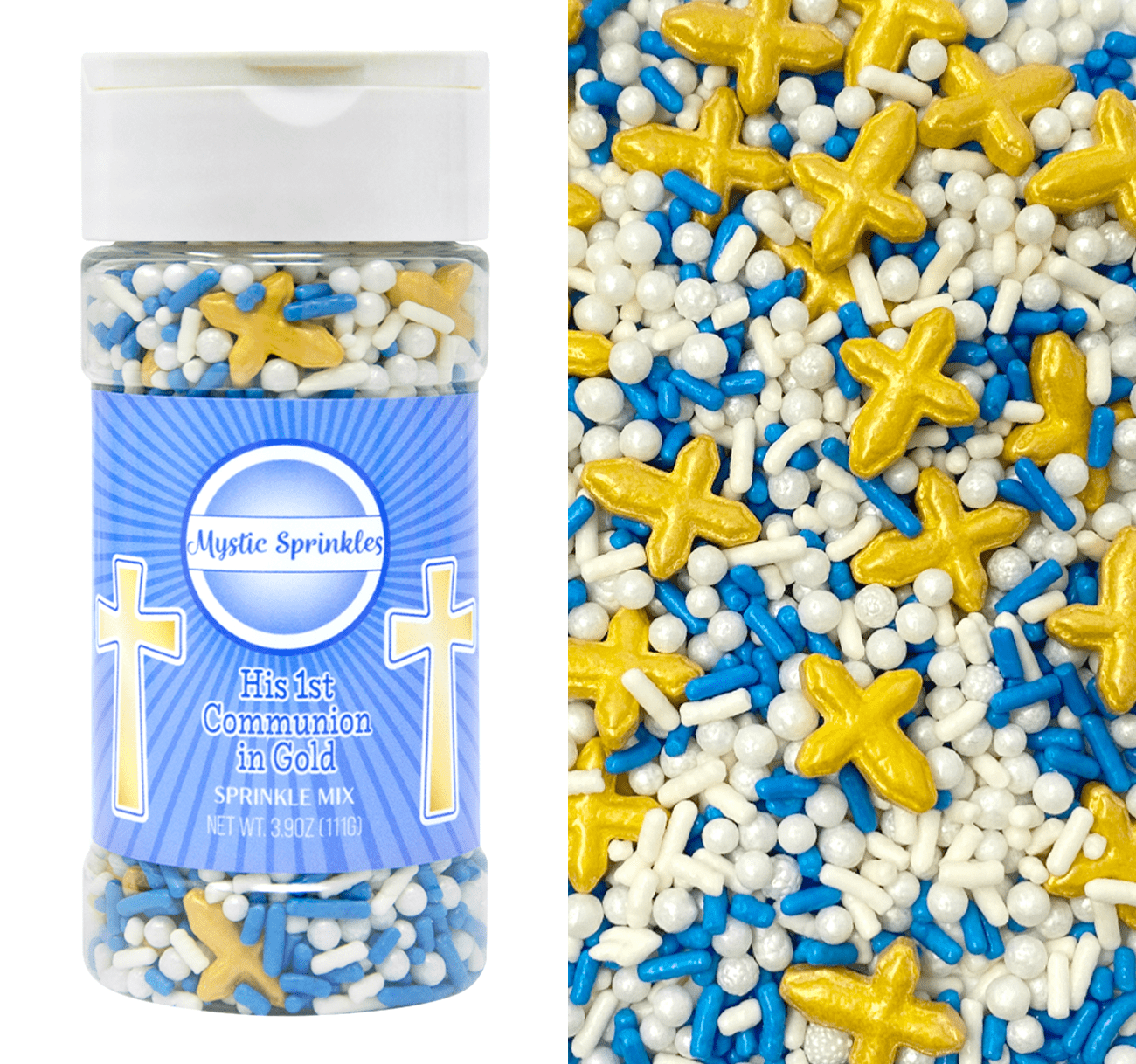 Mystic Sprinkles His 1st Communion in Gold Sprinkle Mix 3.9oz - Walmart.com