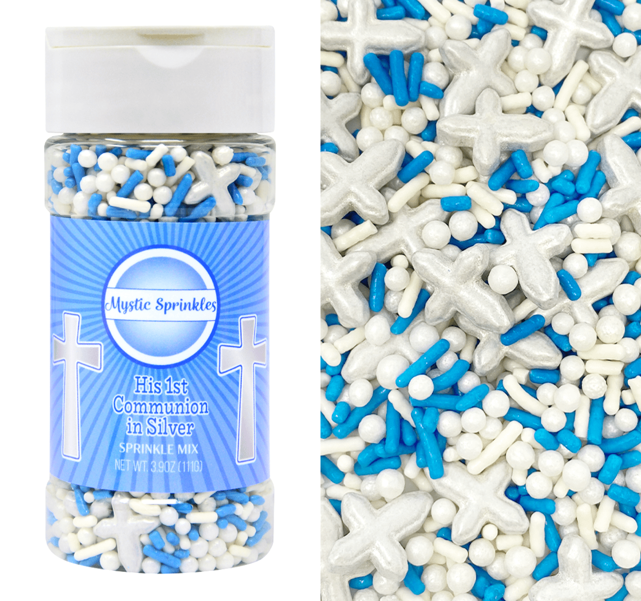 Mystic Sprinkles His 1st Communion in Silver Sprinkle Mix 3.9oz ...